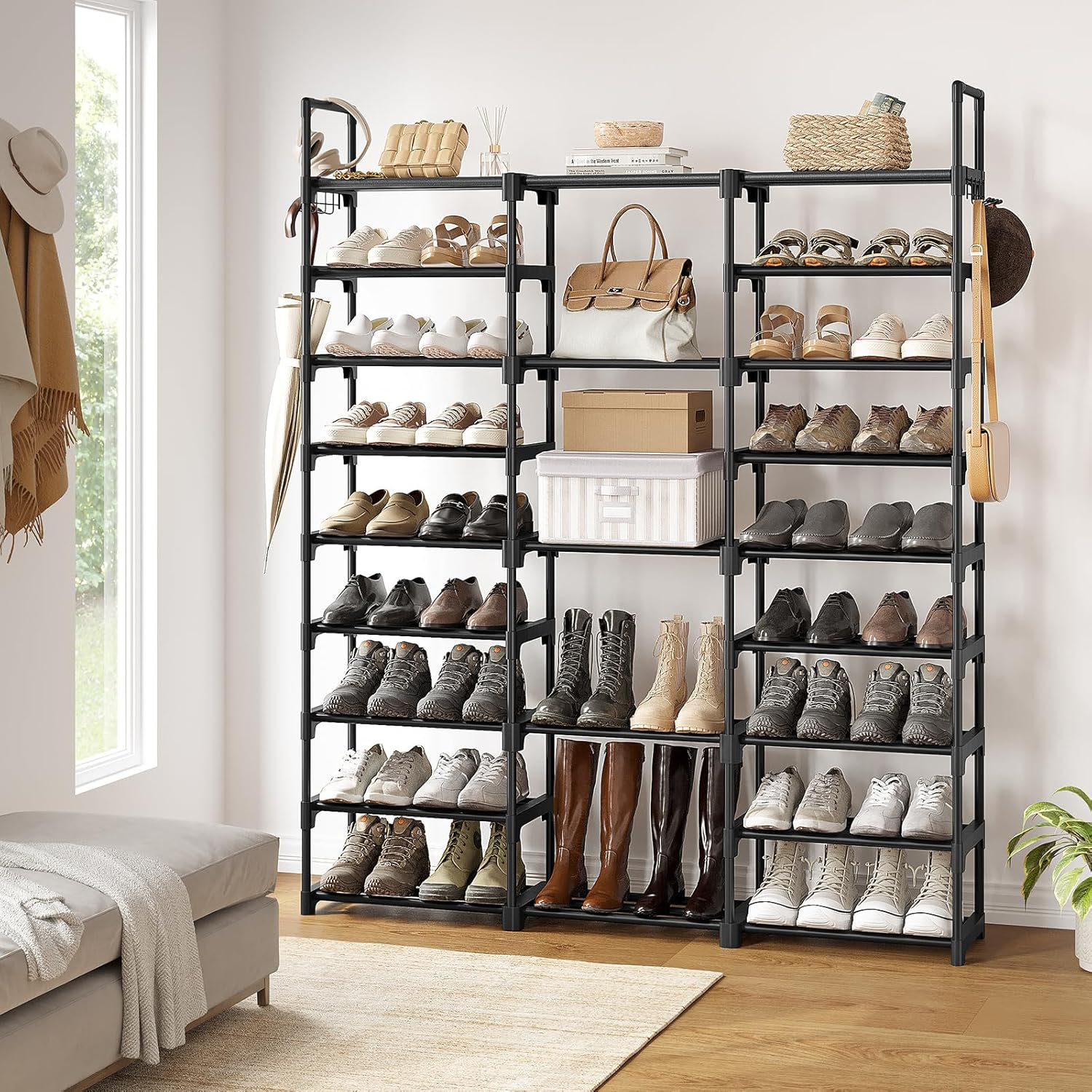 Rebrilliant 9 Tiers Large Shoe Rack Storage Organizer For Closet 50-55 ...