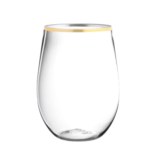 NicoleFantiniCollection Disposable Gold Rim Stemless Plastic Wine ...