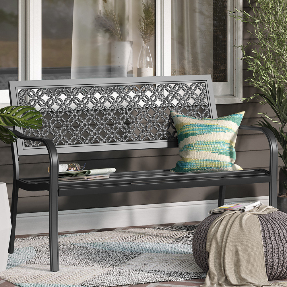 Red Barrel Studio® Red Barrel Studio Carved-back Floral Garden Bench ...