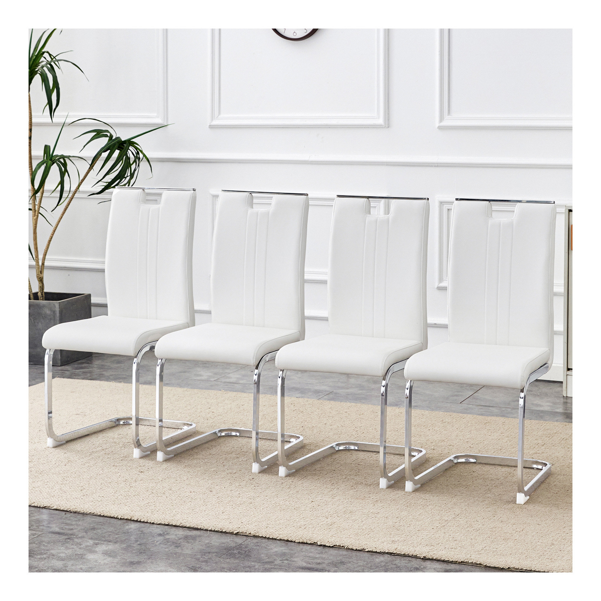 Corrigan Studio® Set Of 4 Black PU Material Bow-Shaped Chairs ...