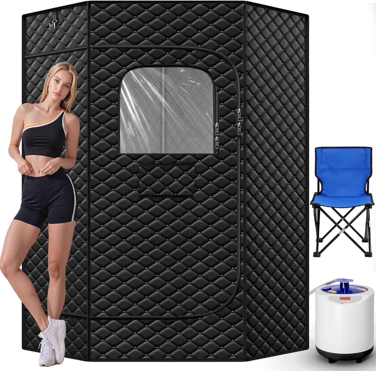 ATC CABINETS Portable Large Home Steam Sauna with 3L High Capacity Steamer, Personal Sauna Tent ...
