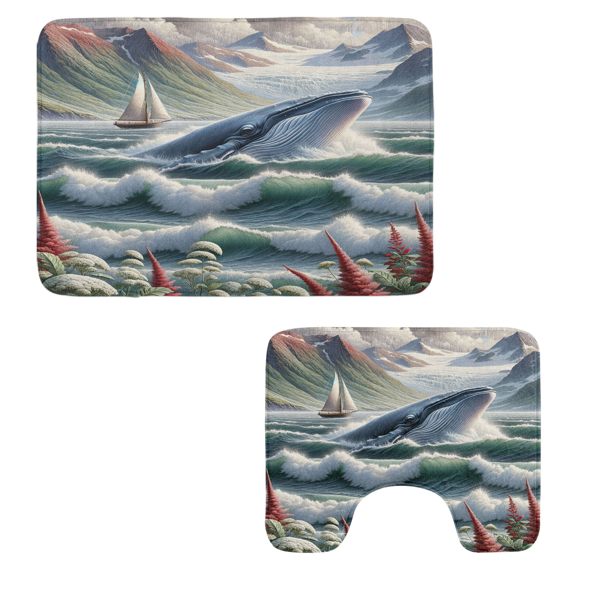 East Urban Home Nautical Bathroom Rug Set 2 Pieces Rectangle & Contour ...