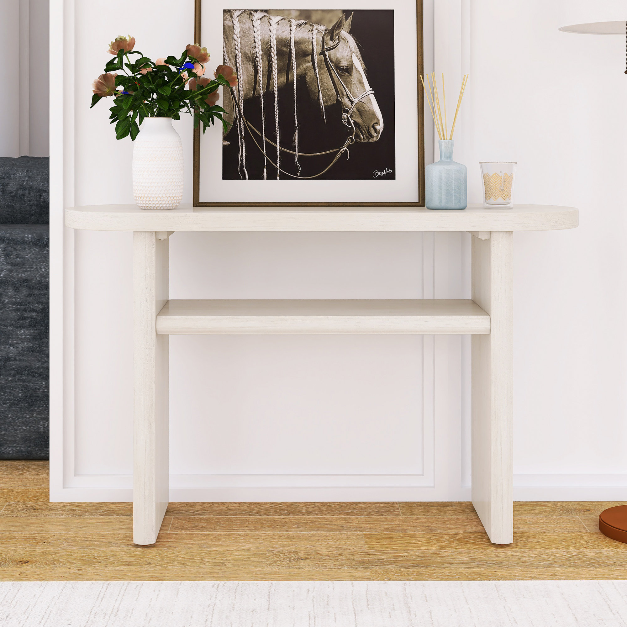 JimsMaison Elegant Minimalist Console Table With Rounded Edges | Wayfair