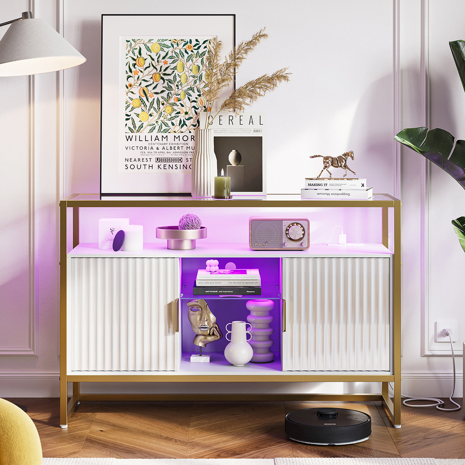 George Oliver Martee 45.67''W LED Console Table with Storage, Modern ...