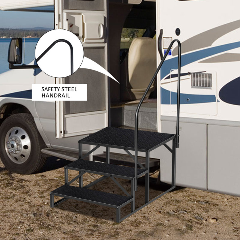WFX Utility™ RV Steps with 1 Handrail，3 Steps Mobile Home Ladder | Wayfair