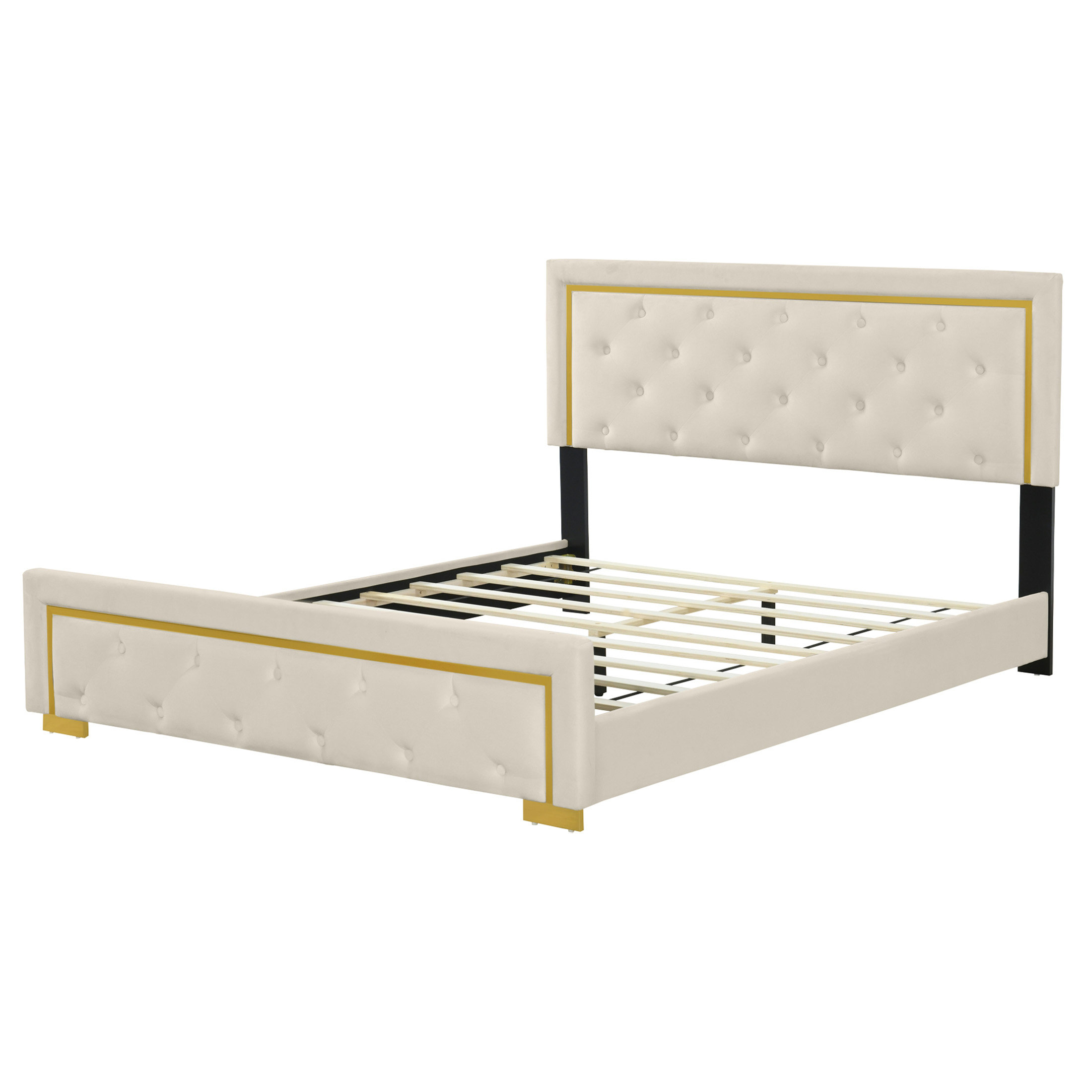 17 Stories Queen Size Upholstered Platform Bed With Pull Point ...