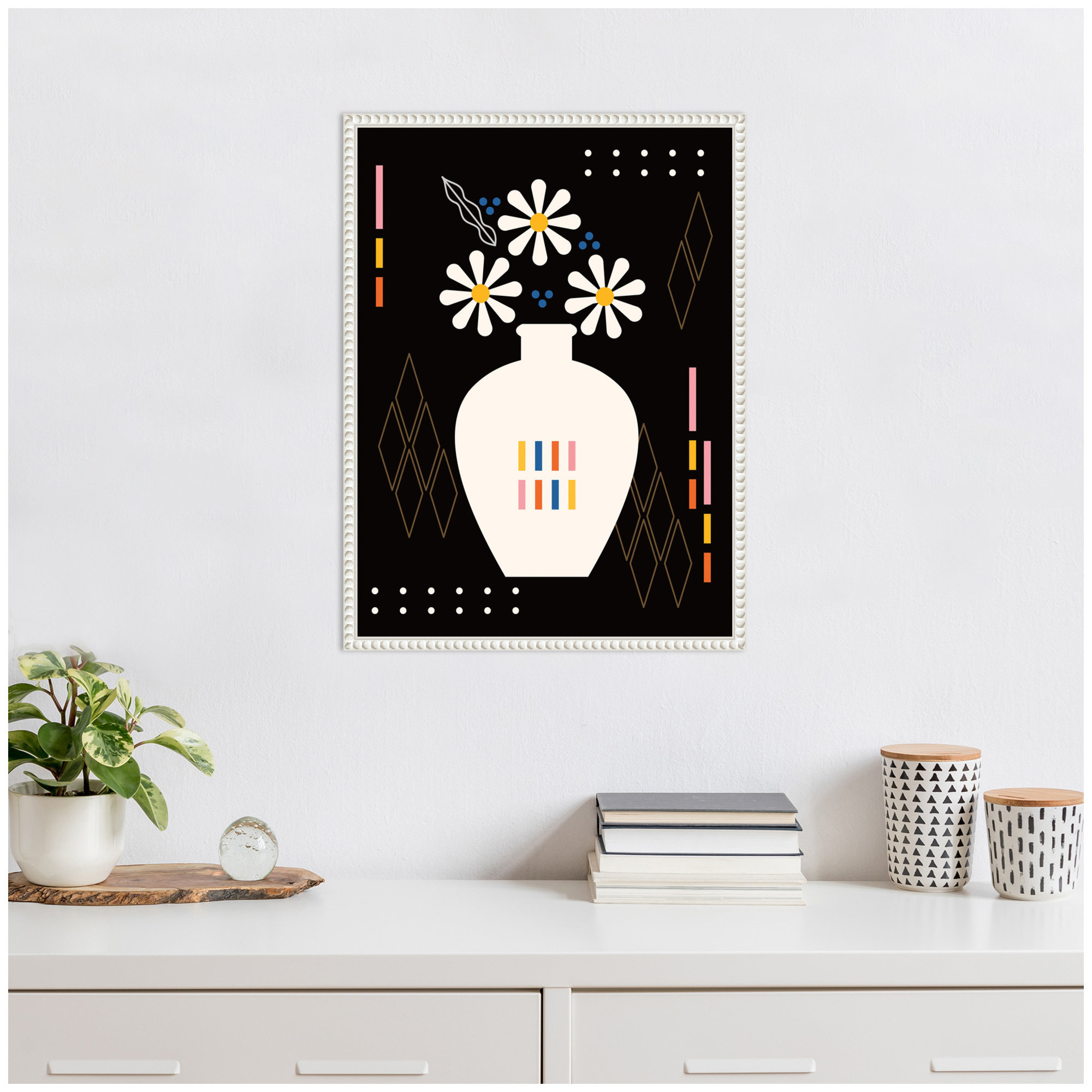 Winston Porter Black Vase by Amber Leaders Framed Canvas Wall Art Print ...