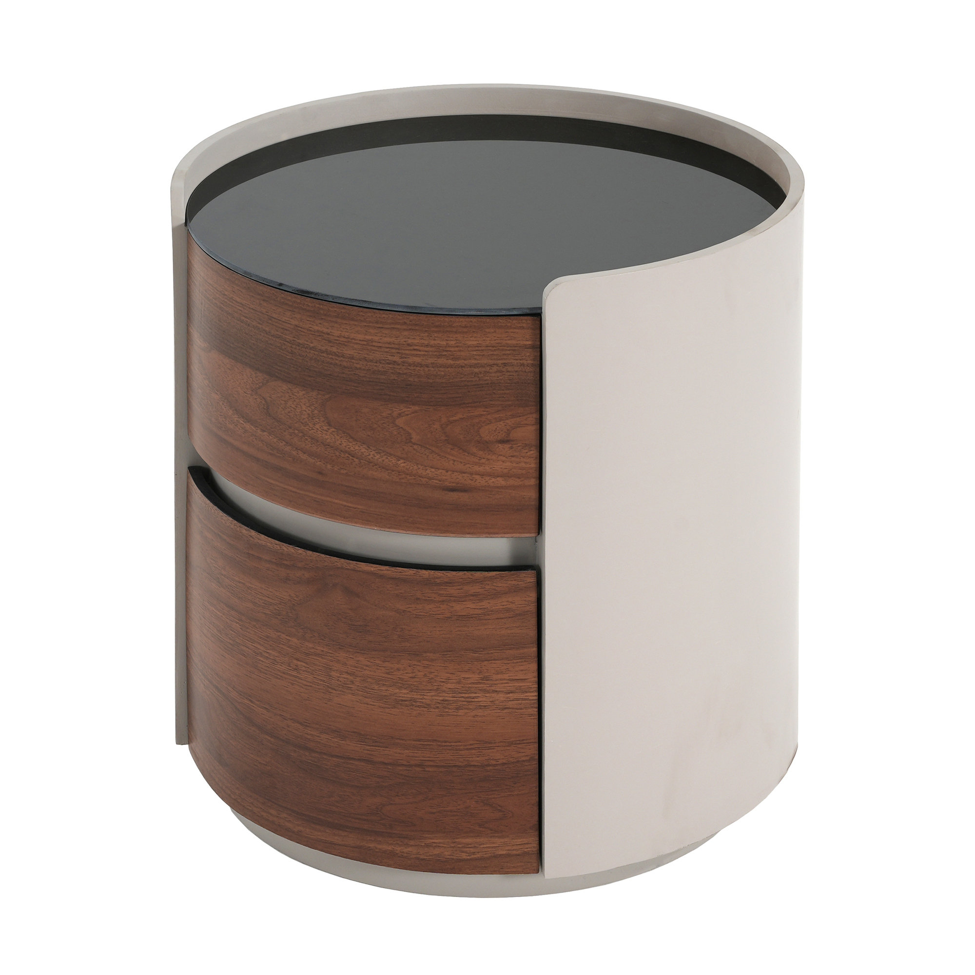 George Oliver Italian Retro Double Storage Round End Table with Modern ...