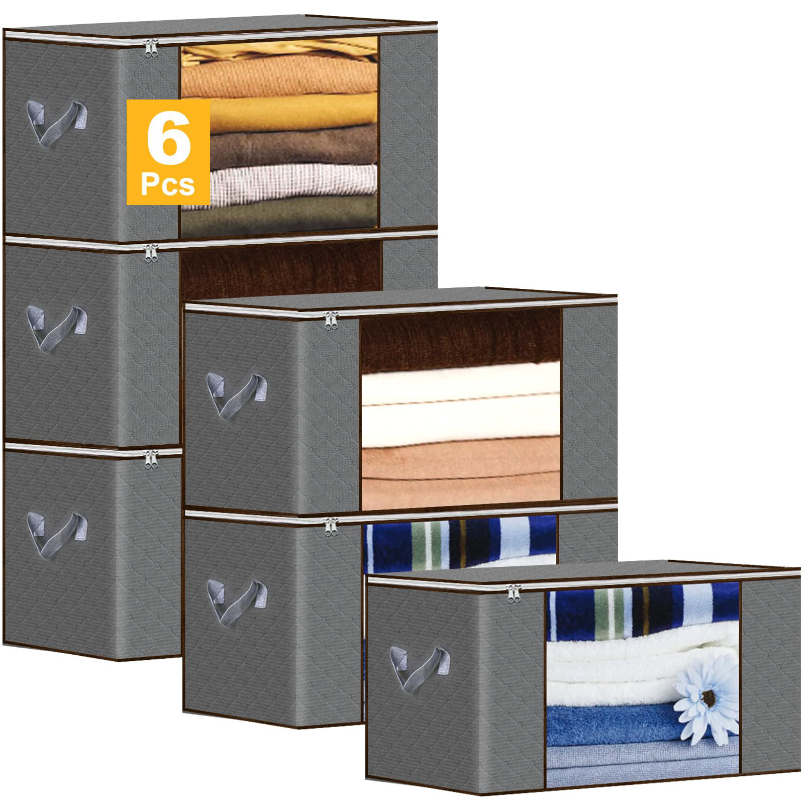 Rebrilliant 6-Pack Blanket Organizer, 90L Large Capacity Clothes ...