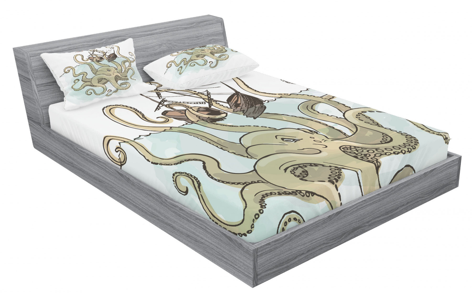 Ambesonne Octopus Sinking the Pirate Ships Greek Myth Fish Culture ...