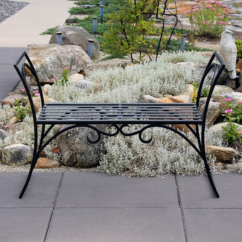 August Grove® Arona Wrought Iron Garden Bench & Reviews | Wayfair