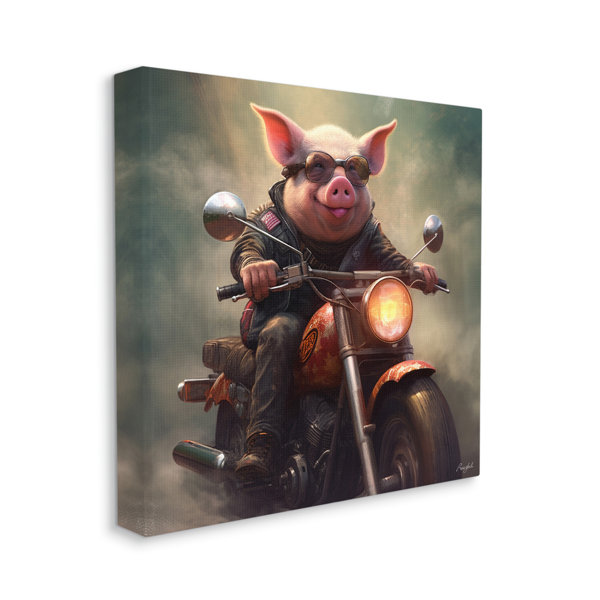 Trinx " Biker Pig On Motorcycle " by Roozbeh - Wayfair Canada