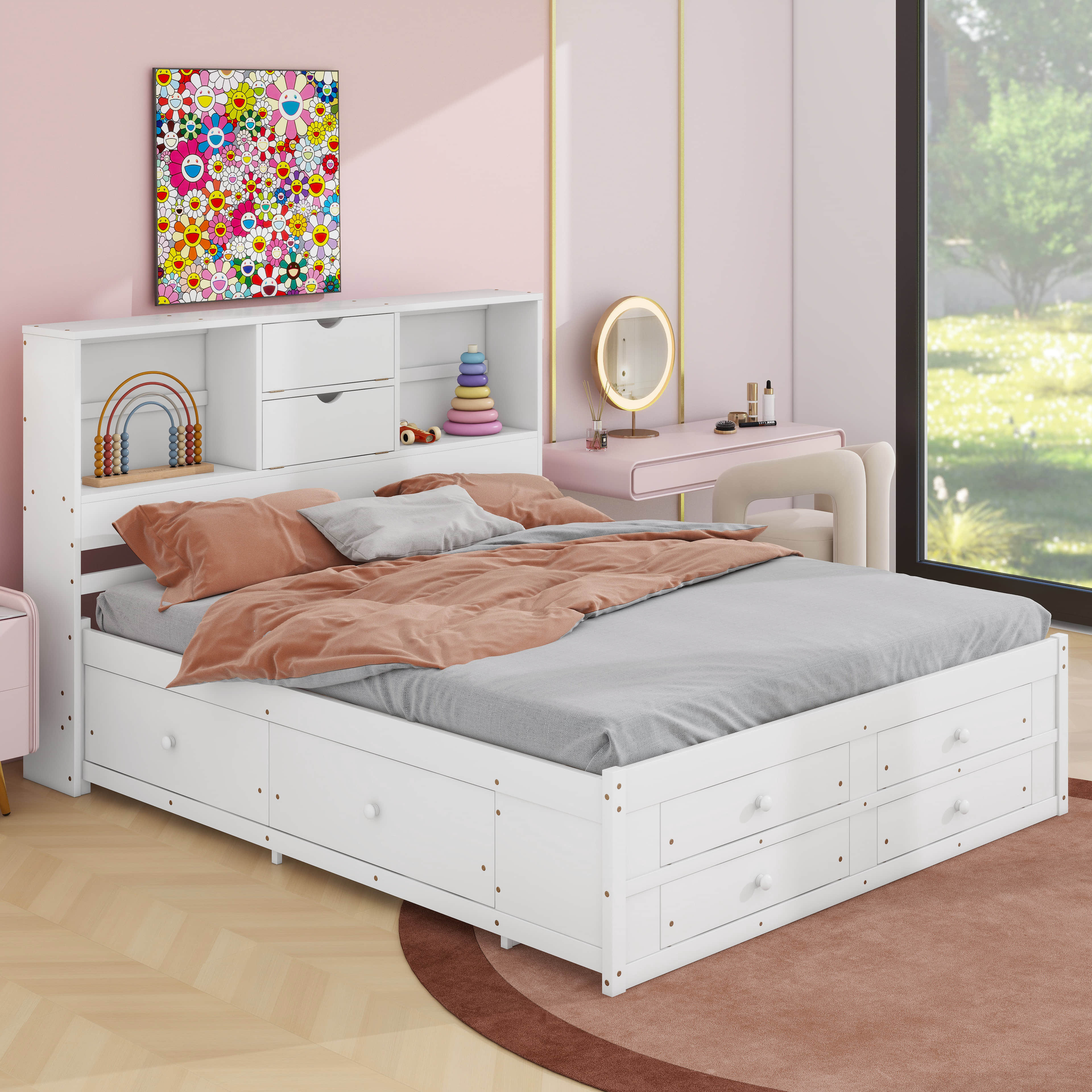 Red Barrel Studio® Platform Bed With Storage Headboard And Drawers ...