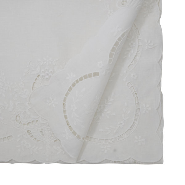 The Holiday Aisle® Embroidered Linen Table Runner – Decorative ...
