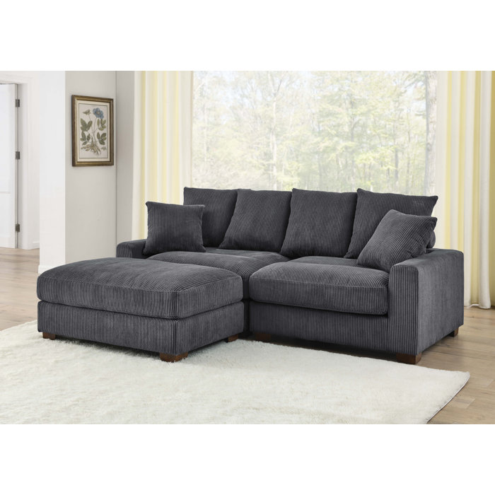 Wade Logan® Arzelia 3 - Piece Corduroy Sectional & Reviews | Wayfair