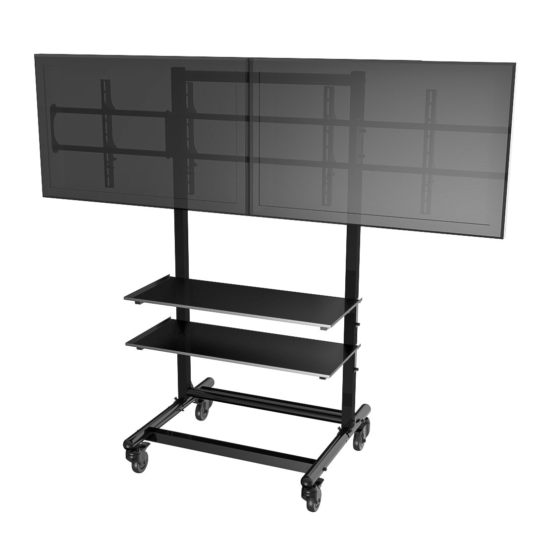 Cotytech Black Tilt Multi Screen Floor Stand Mount with Shelving, Holds ...
