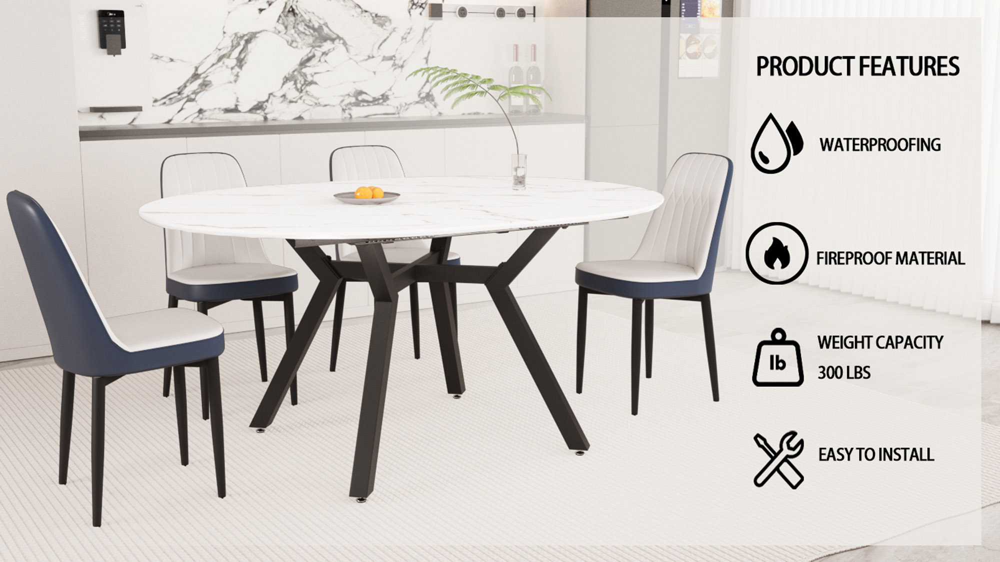 Ivy Bronx Expandable Circular Dining Tables , Equipped With 4 PU Fabric ...