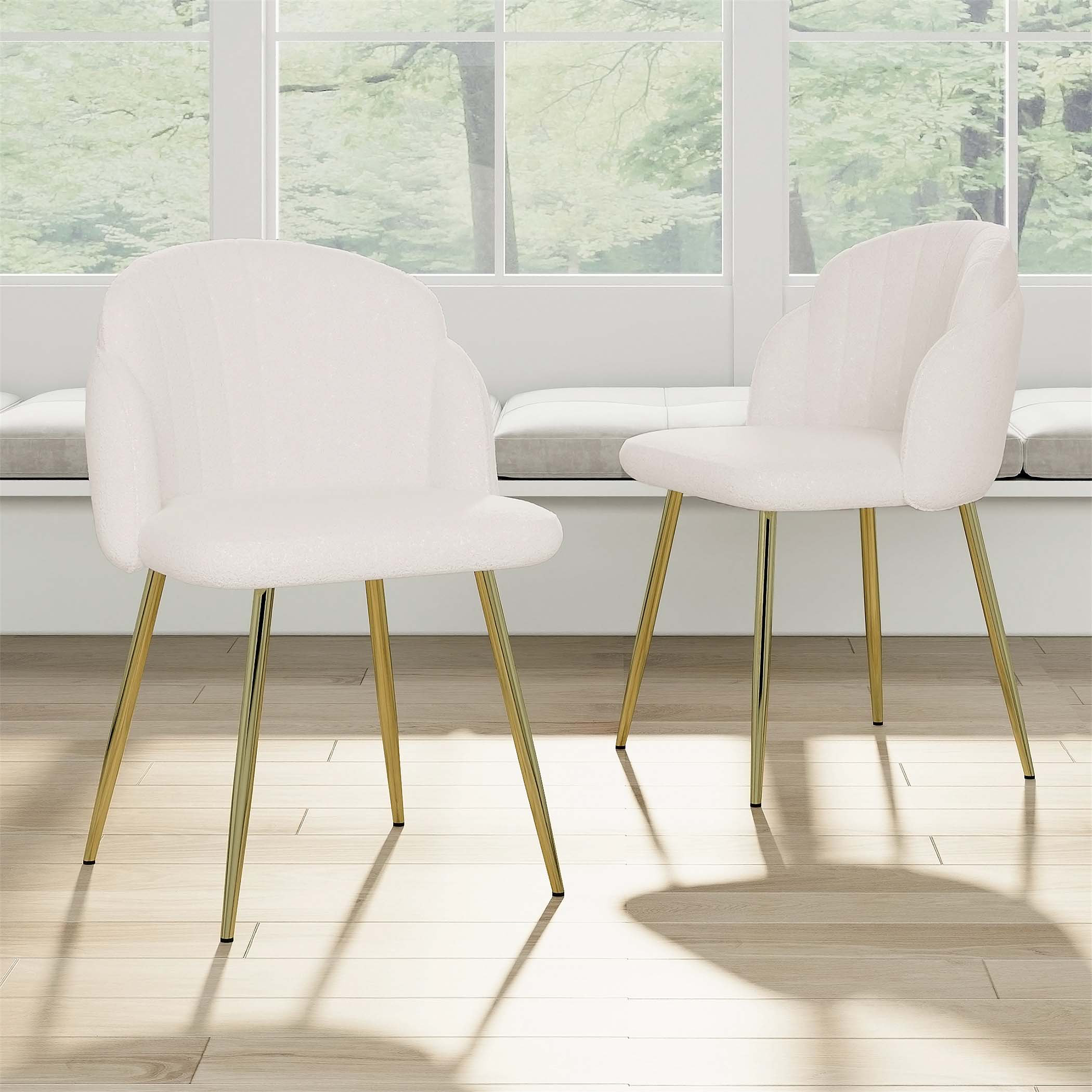 House of Hampton Teddy Fleece Dining Chair, Fabric Upholstered Home ...