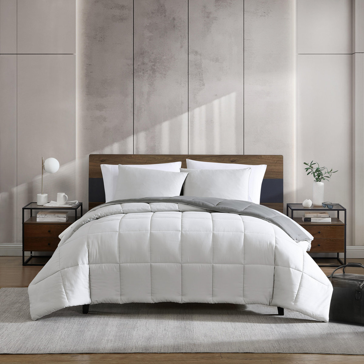 Kenneth Cole Solution Solid Grey Reversible Comforter Set | Wayfair