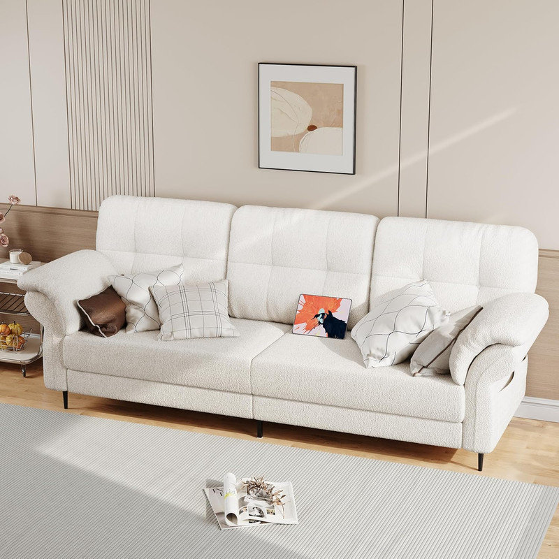 Ebern Designs 83" Boneless Cloud Couch with Sleepable Armrests & Side ...