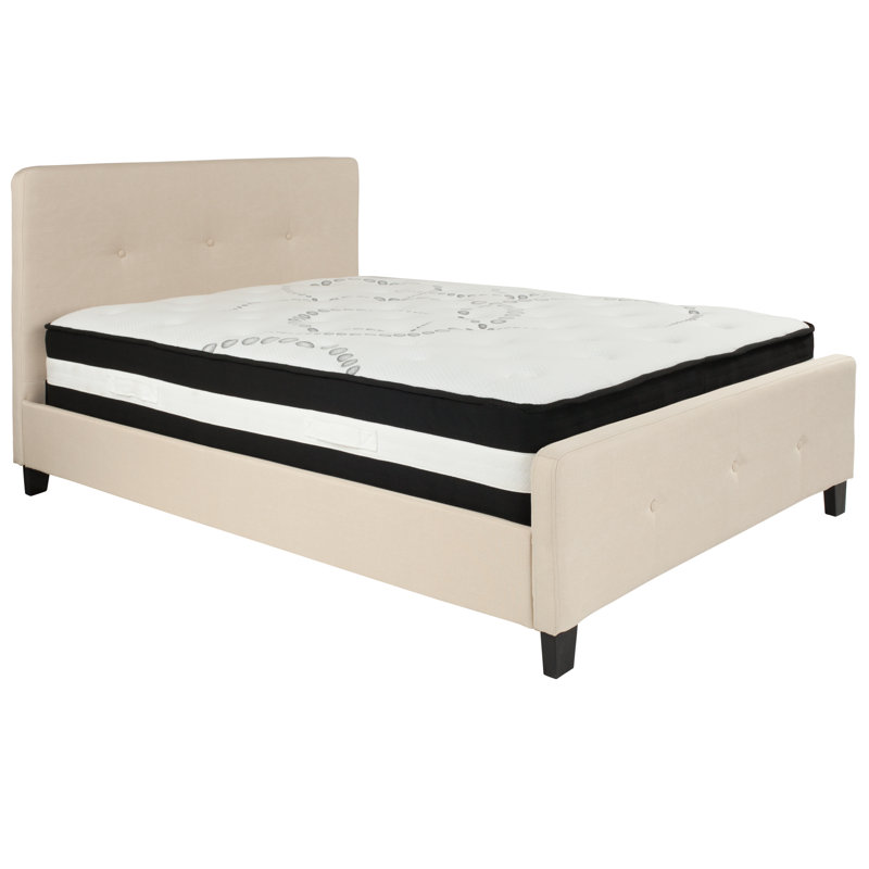 Lark Manor Aluino Button Tufted Upholstered Platform Bed with Pocket ...