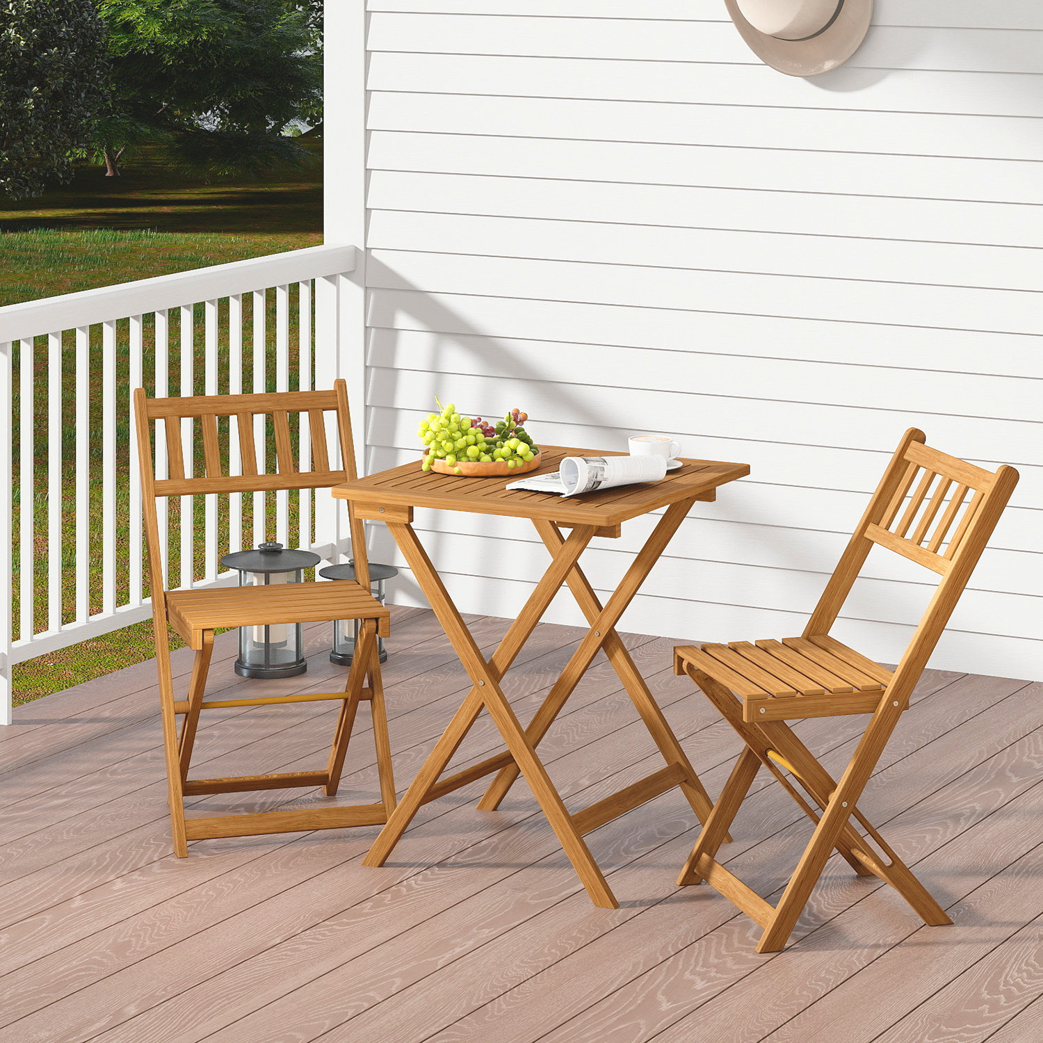 FDW 3 Pieces Patio Bistro Set Weather Resistance Patio Furniture ...