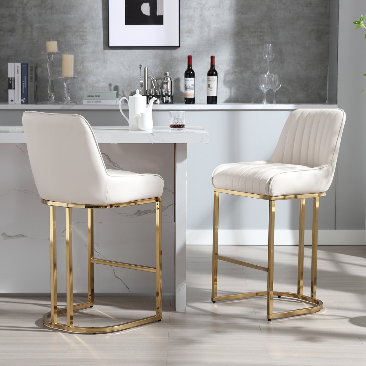 Mercer41 Daylani Upholstered 26.25'' Counter Stool with Metal Frame ...