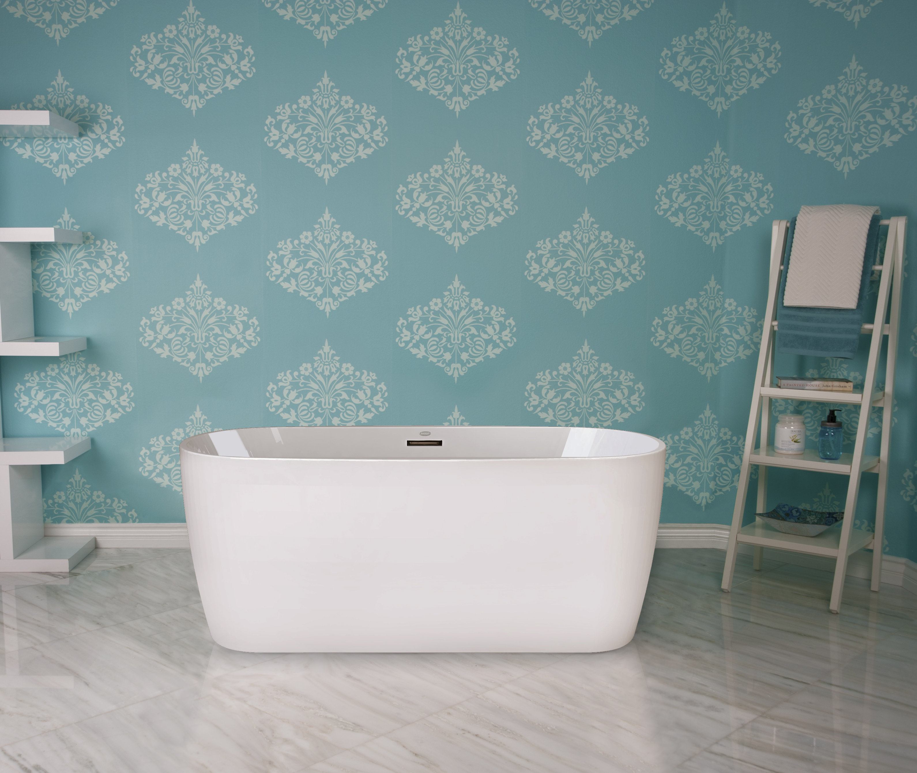 JACUZZI® PRIMO® 6731 Freestanding Bath White With NW50827 Chrome Round ...