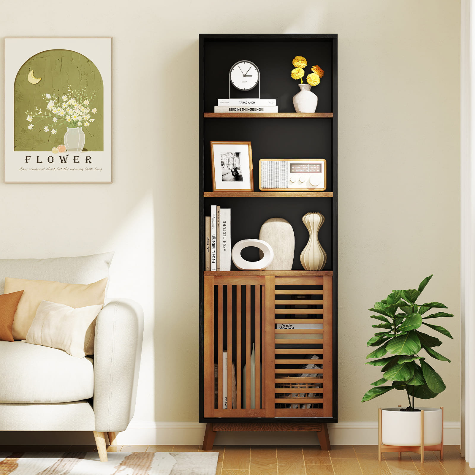 costway 178cm H x 59cm W Solid Wood Book Cabinet Bookcase | Wayfair.co.uk