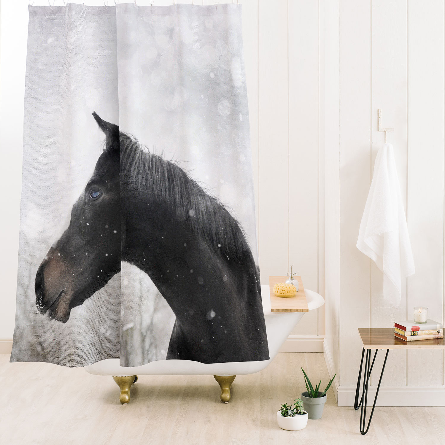 Deny Designs Chelsea Victoria Winter Horse Shower Curtain | Wayfair