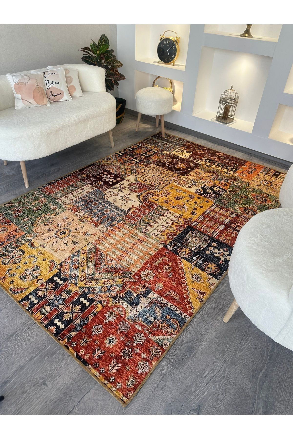 Hokku Designs Angel Collection Modern Beige Area Rug | Wayfair