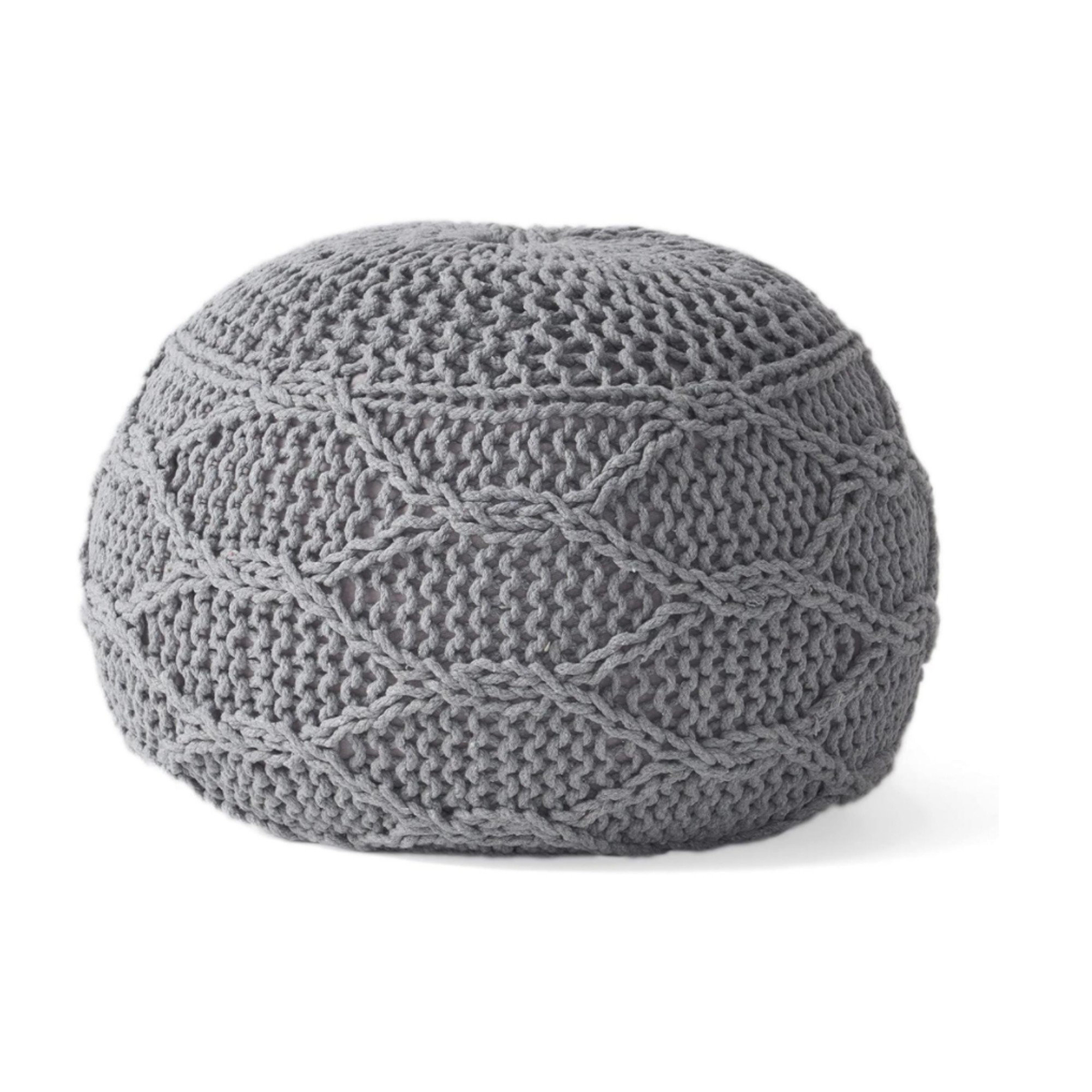 Dakota Fields Malibu Knitted Wool 20 x 20 Round Pouf | Wayfair