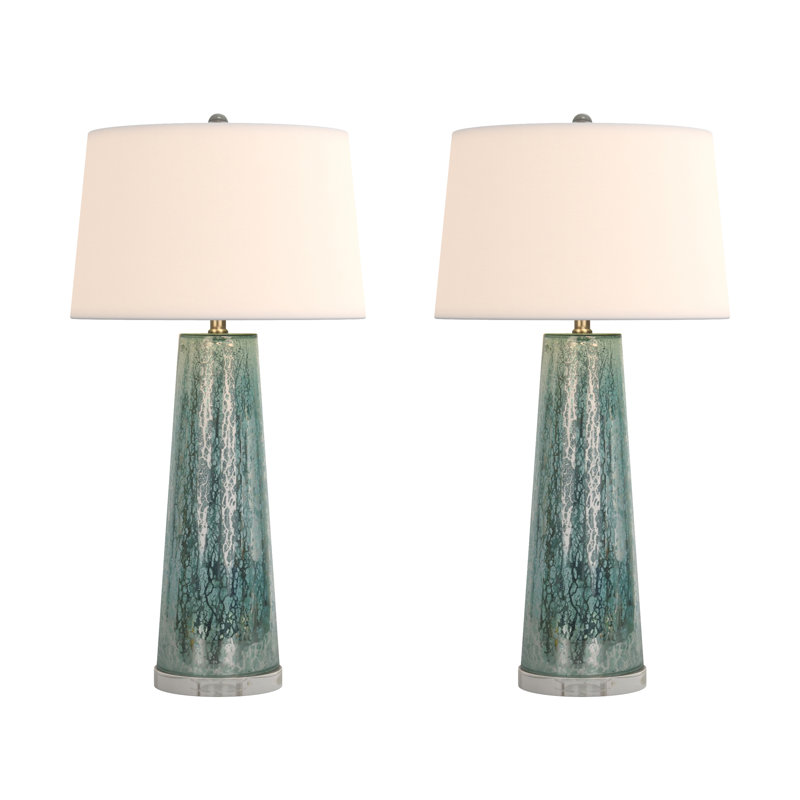 Brayden Studio® Luxurious Emerald Green Art Glass Table Lamp Set of 2 ...