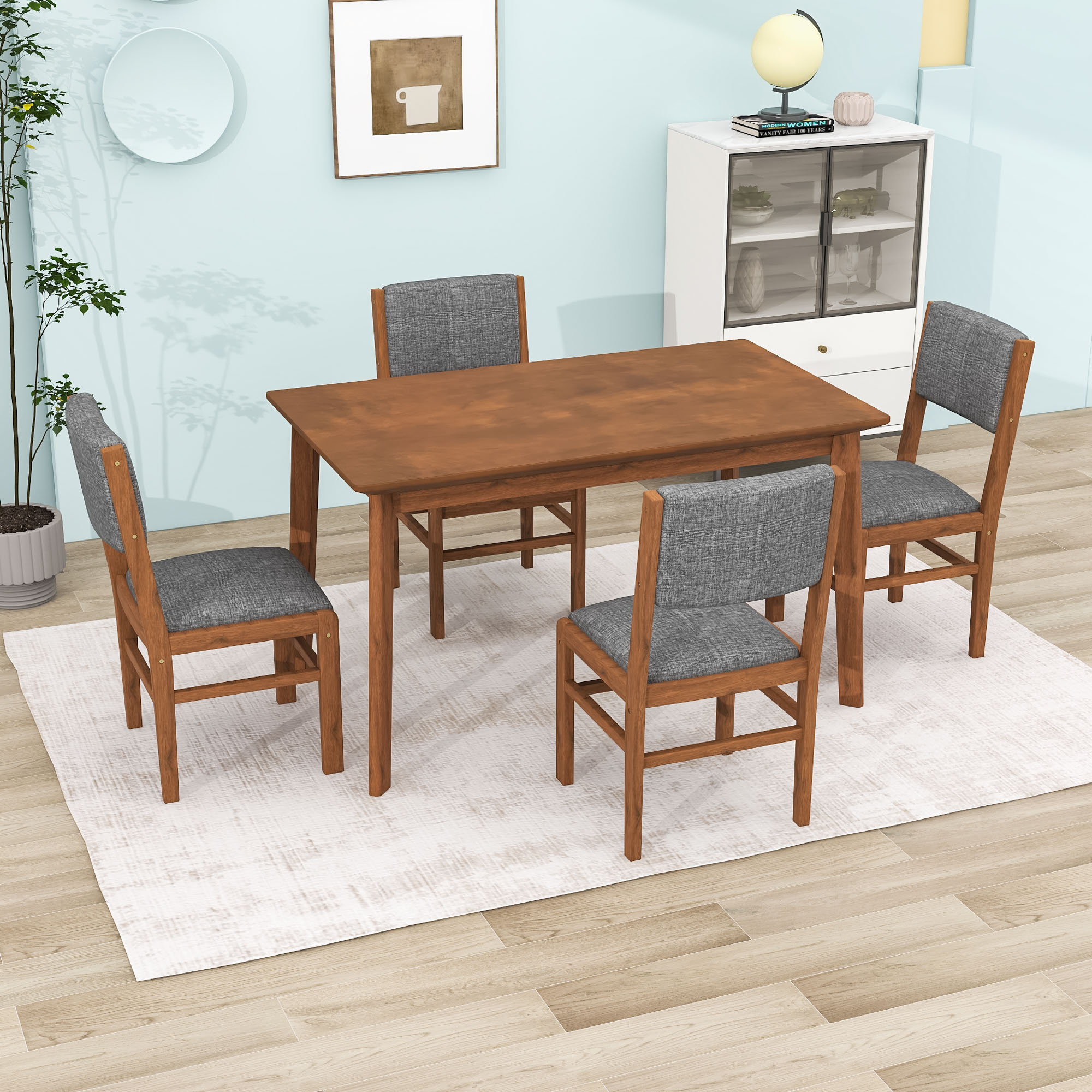 George Oliver 5-Piece Rectangle Wood Dining Table Set with 4 ...