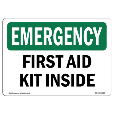 SignMission OSHA Emergency First Aid Kit Inside Sign | Wayfair
