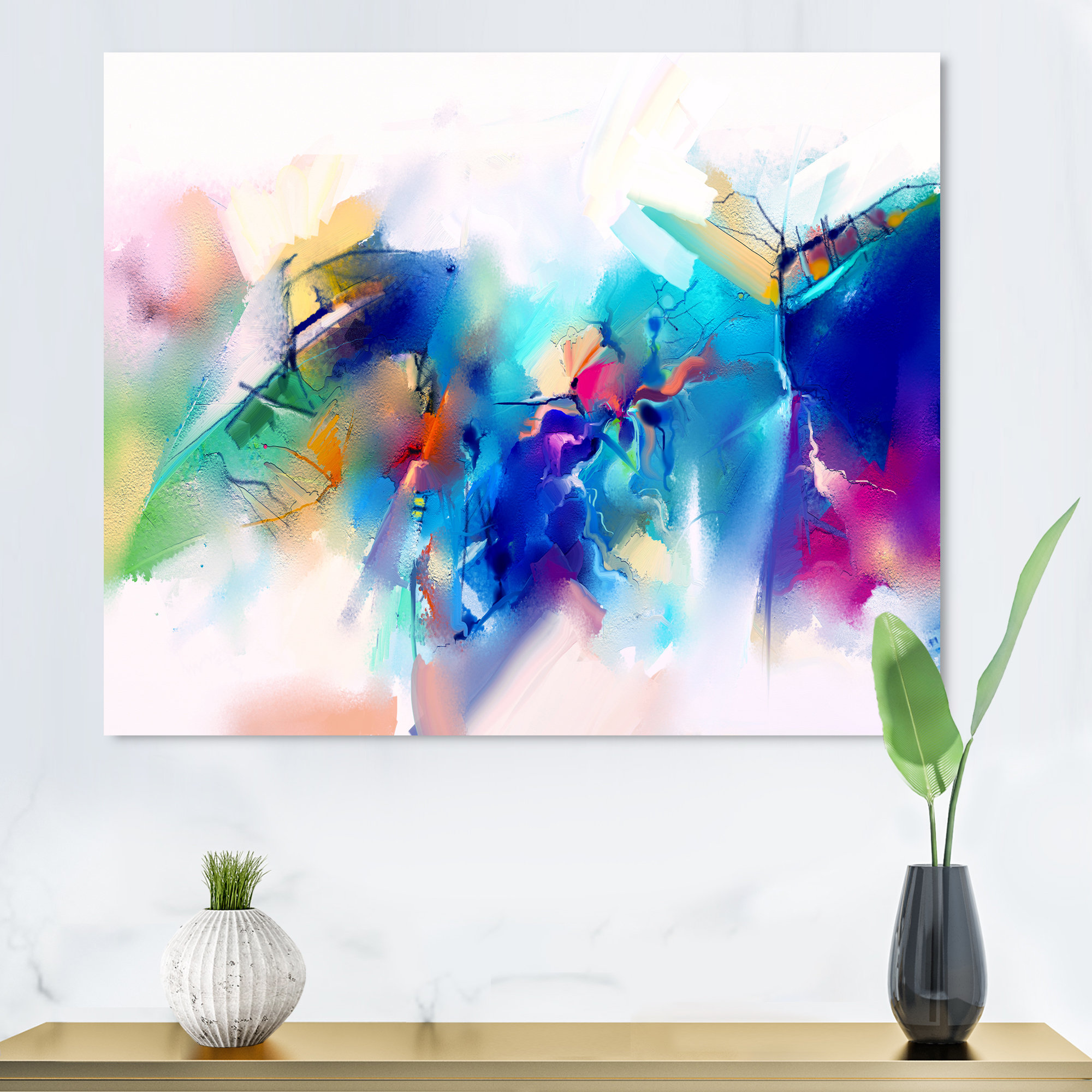 Wrought Studio Turquoise Paint Storm Impression Ii - Modern ...