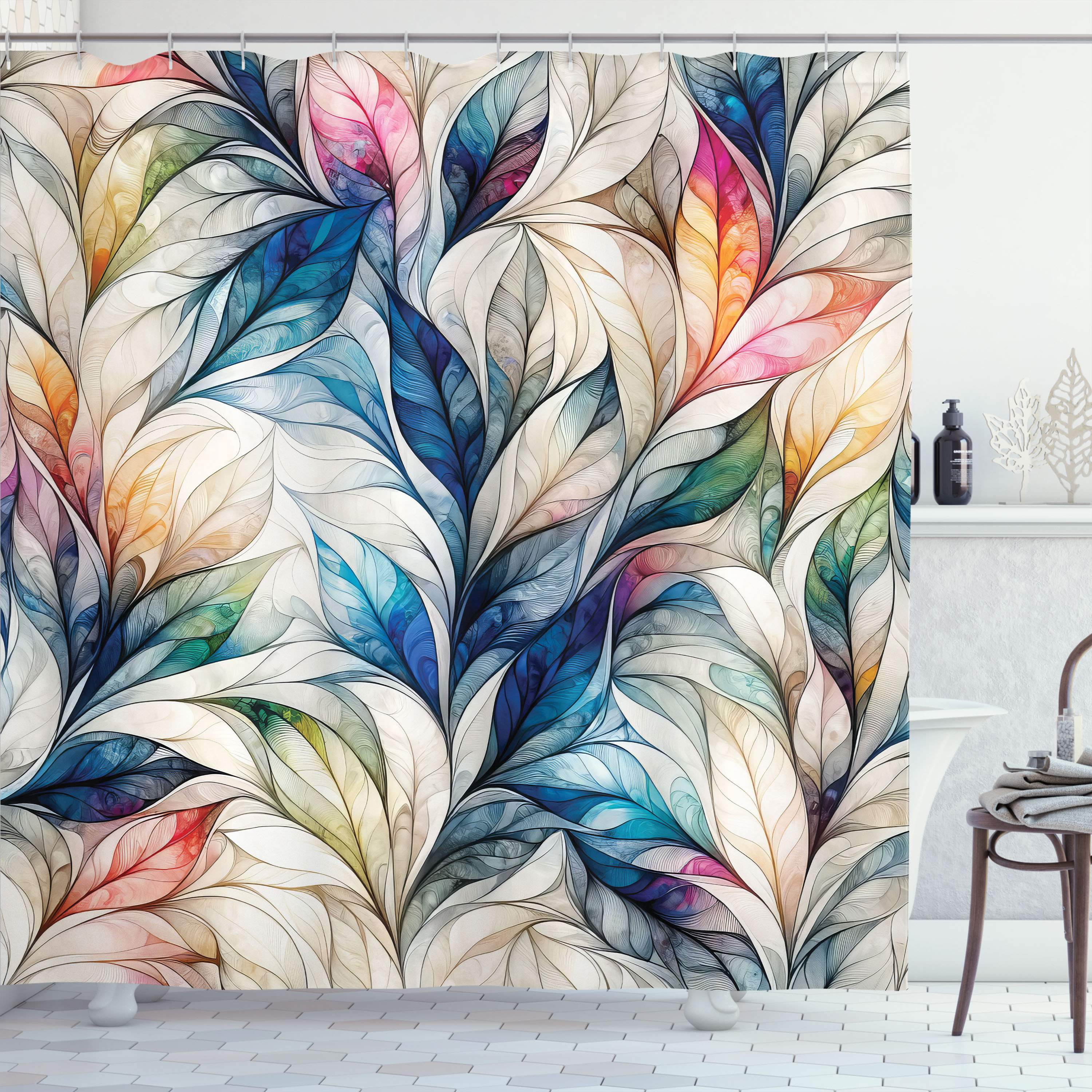 East Urban Home Colorful Shower Curtain Fantasy Leaves Huddle Art in ...