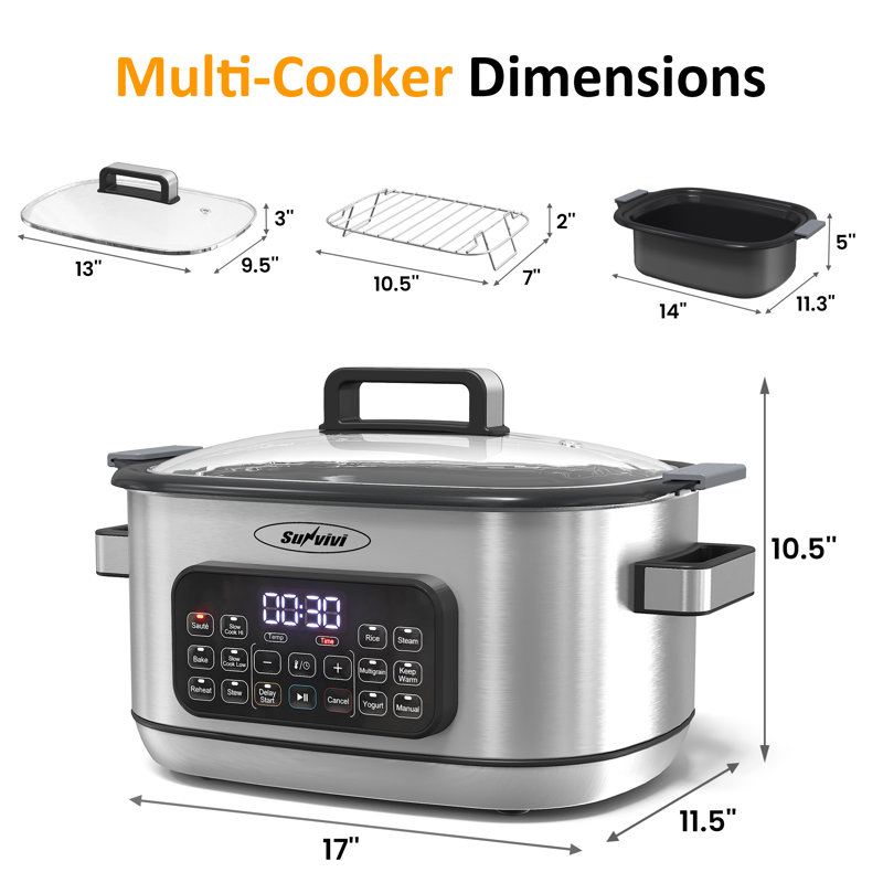 Green4ever 6.5QT 12-In-1 Programmable Multi Slow Cooker | Wayfair