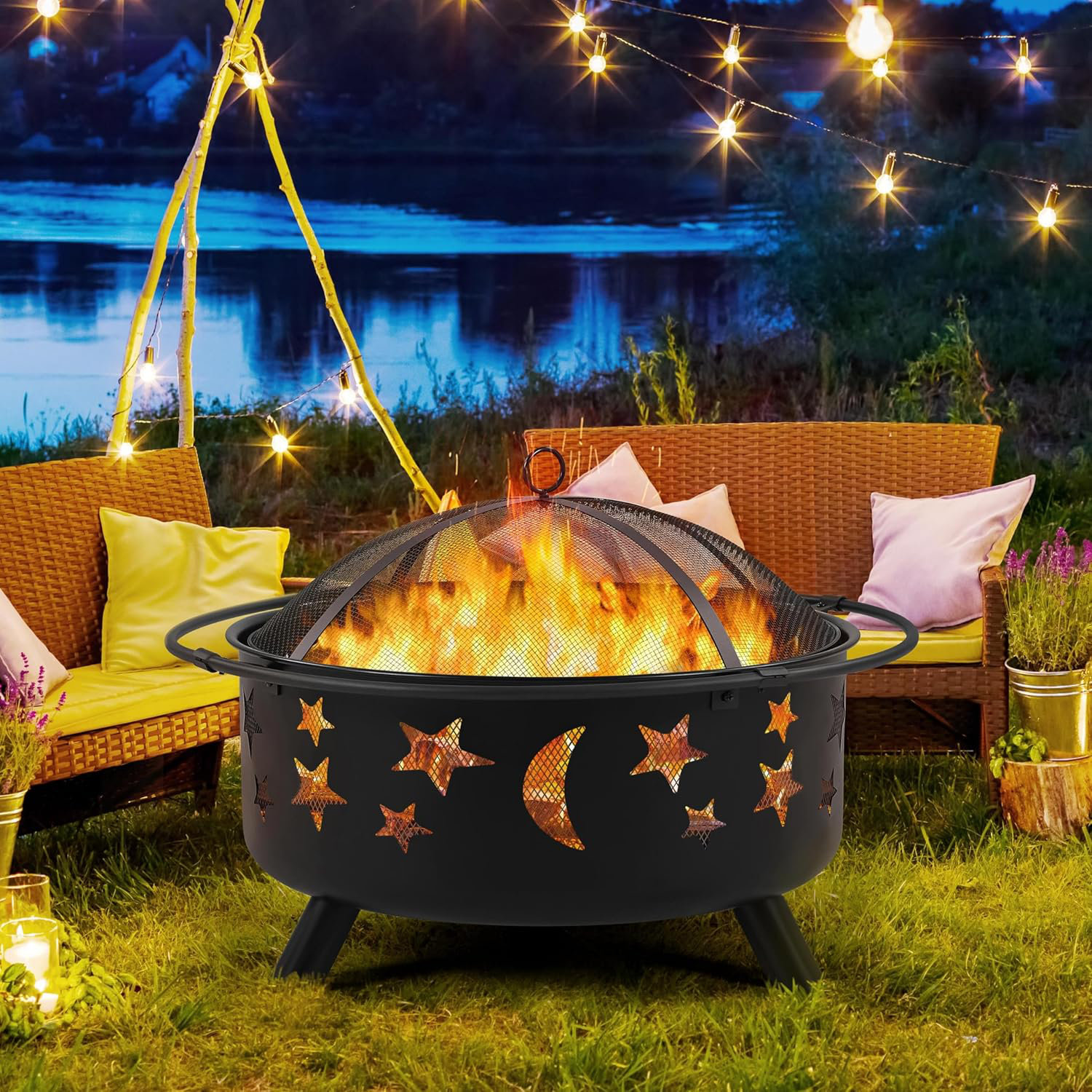 ENDOSTO Fire Pit 30in Fire Pits for Outside Wood Burning Outdoor ...