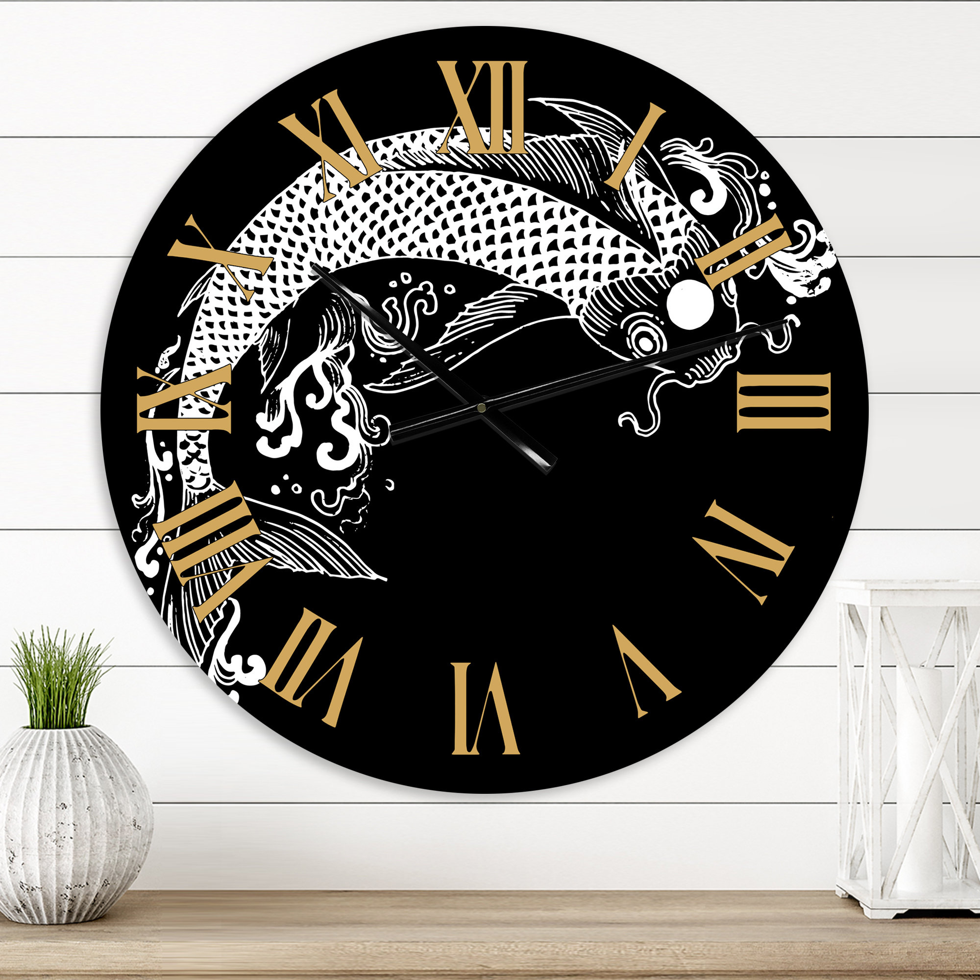 East Urban Home Chinoiserie Koi Fish I - Traditional Wall Clock ...