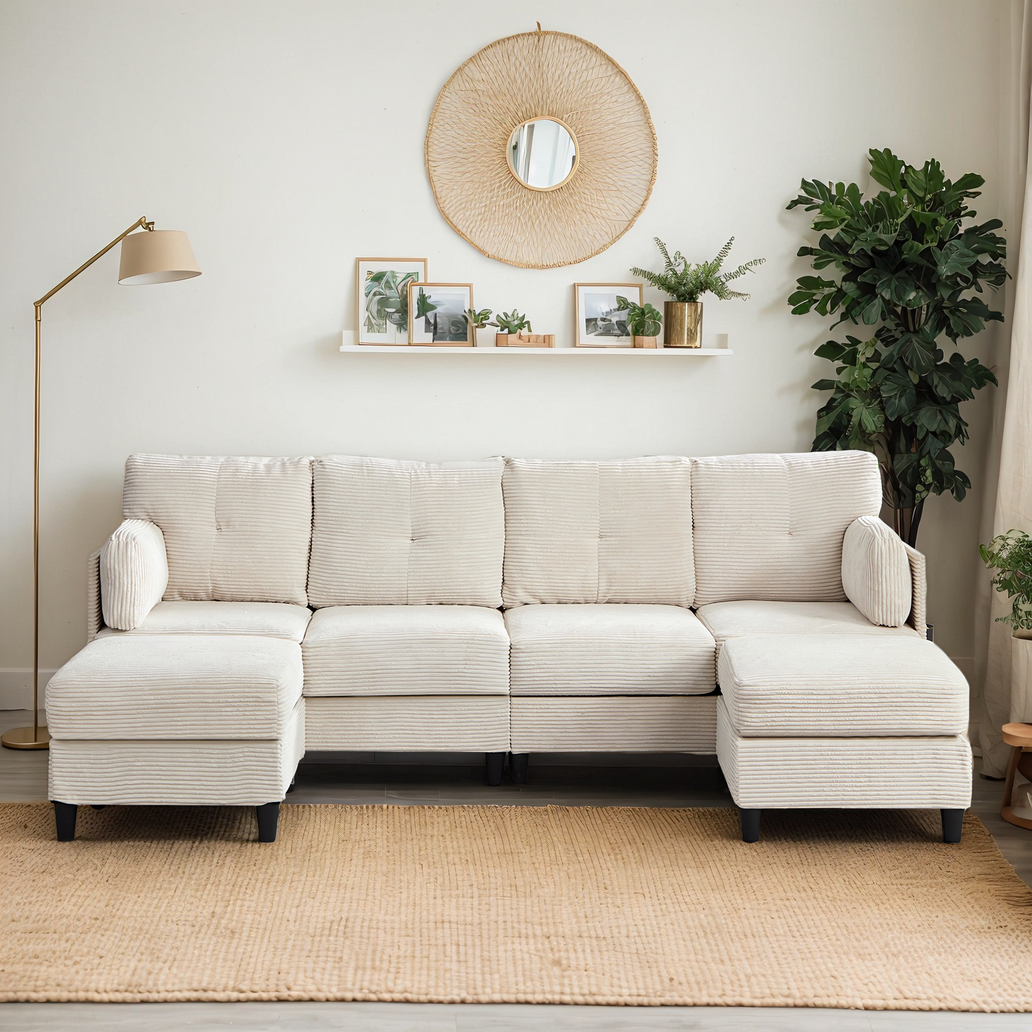 Ebern Designs U Shape Modular Convertible Sectional Sofa Couch ...