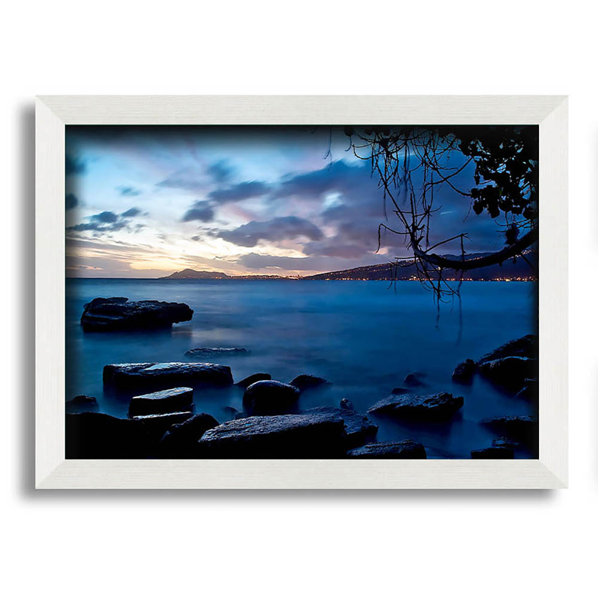 House of Hampton Blue Ocean Rock Calm Framed Print Wall Art | Wayfair.co.uk