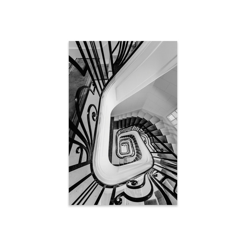 Ebern Designs Staircase Black And White On Plastic/Acrylic by Karen ...