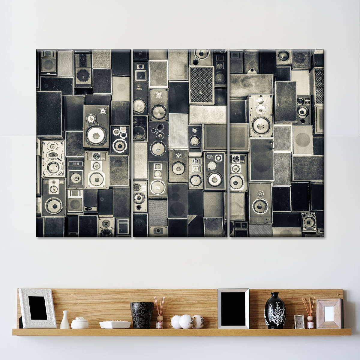 Ebern Designs Monochrome Music Speakers - 3 Piece Wrapped Canvas Set ...