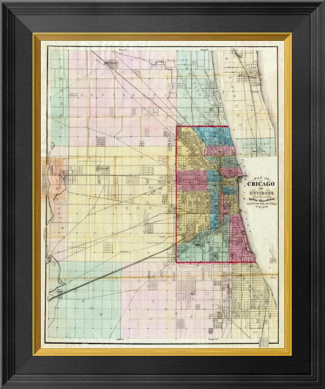 Global Gallery Map of Chicago and Environs, 1869 by Rufus Blanchard ...
