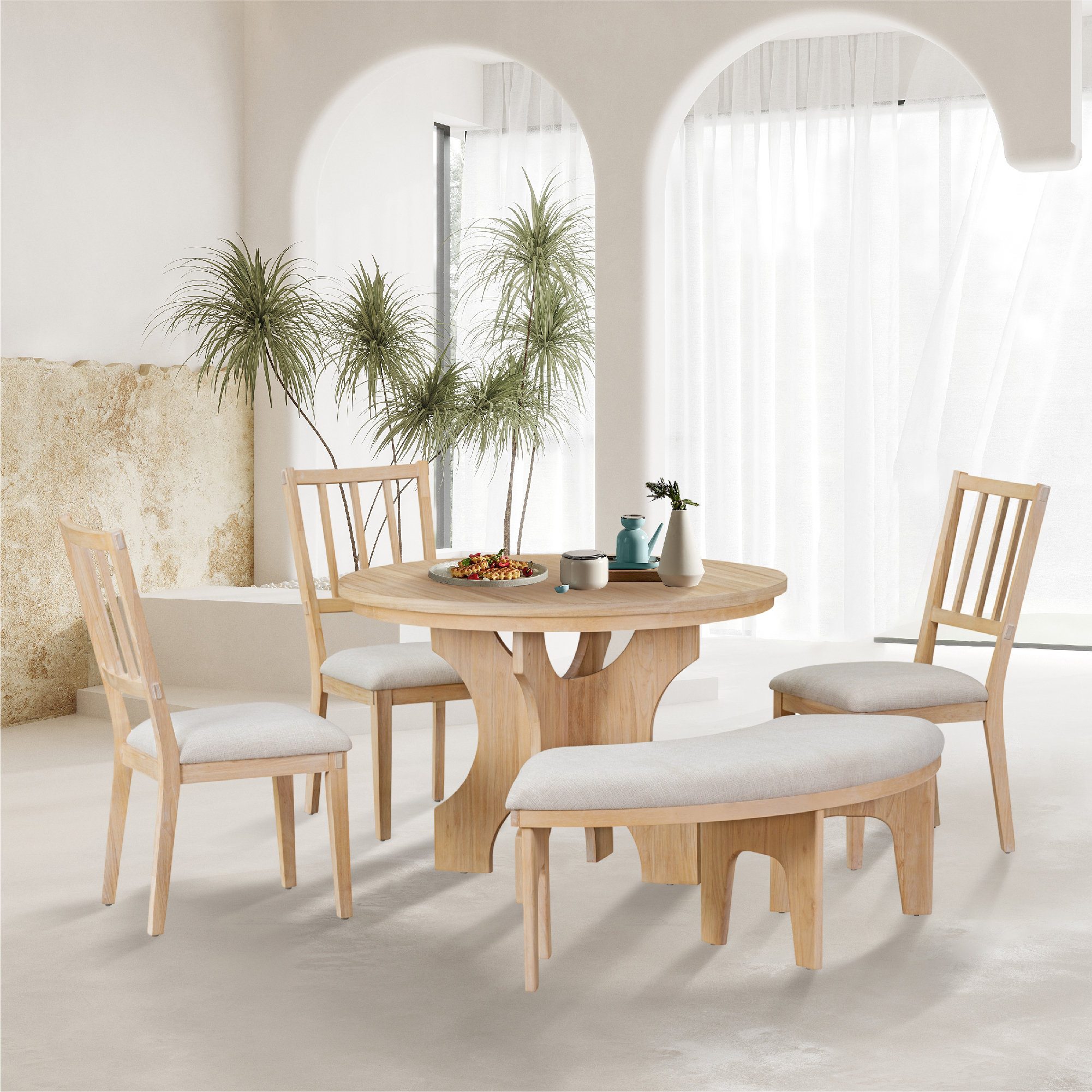 Red Barrel Studio® 5-Piece Dining Table Set, 44" Round Dining Table ...