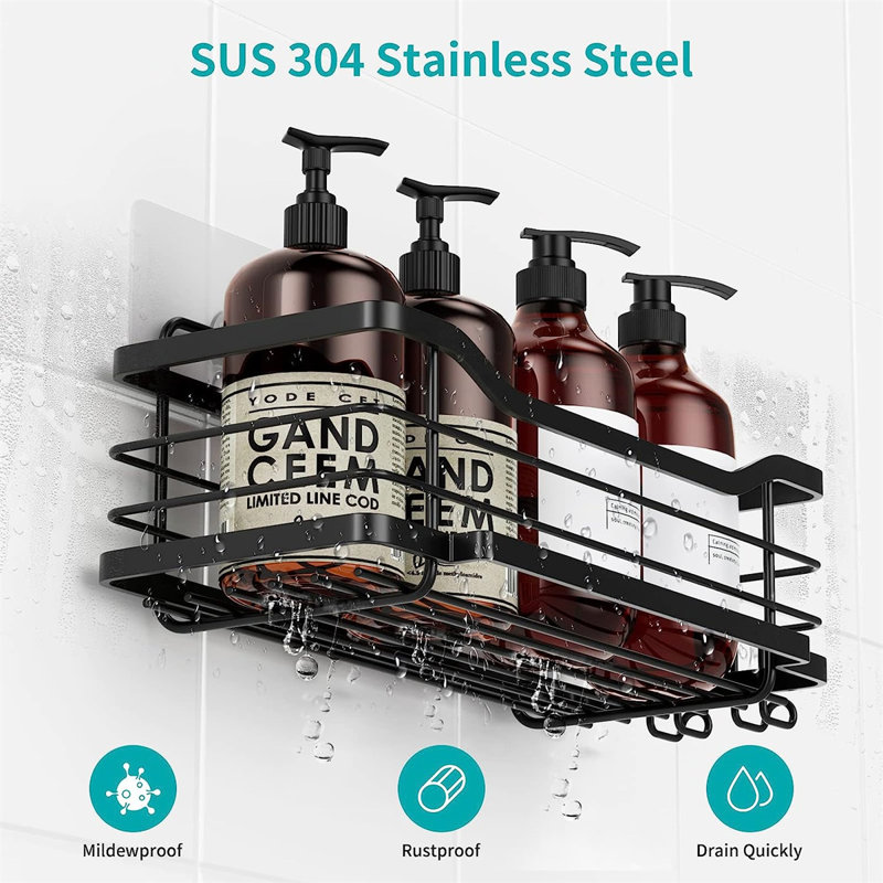 Rebrilliant Lackowski Adhesive Mount Stainless Steel Shower Caddy | Wayfair