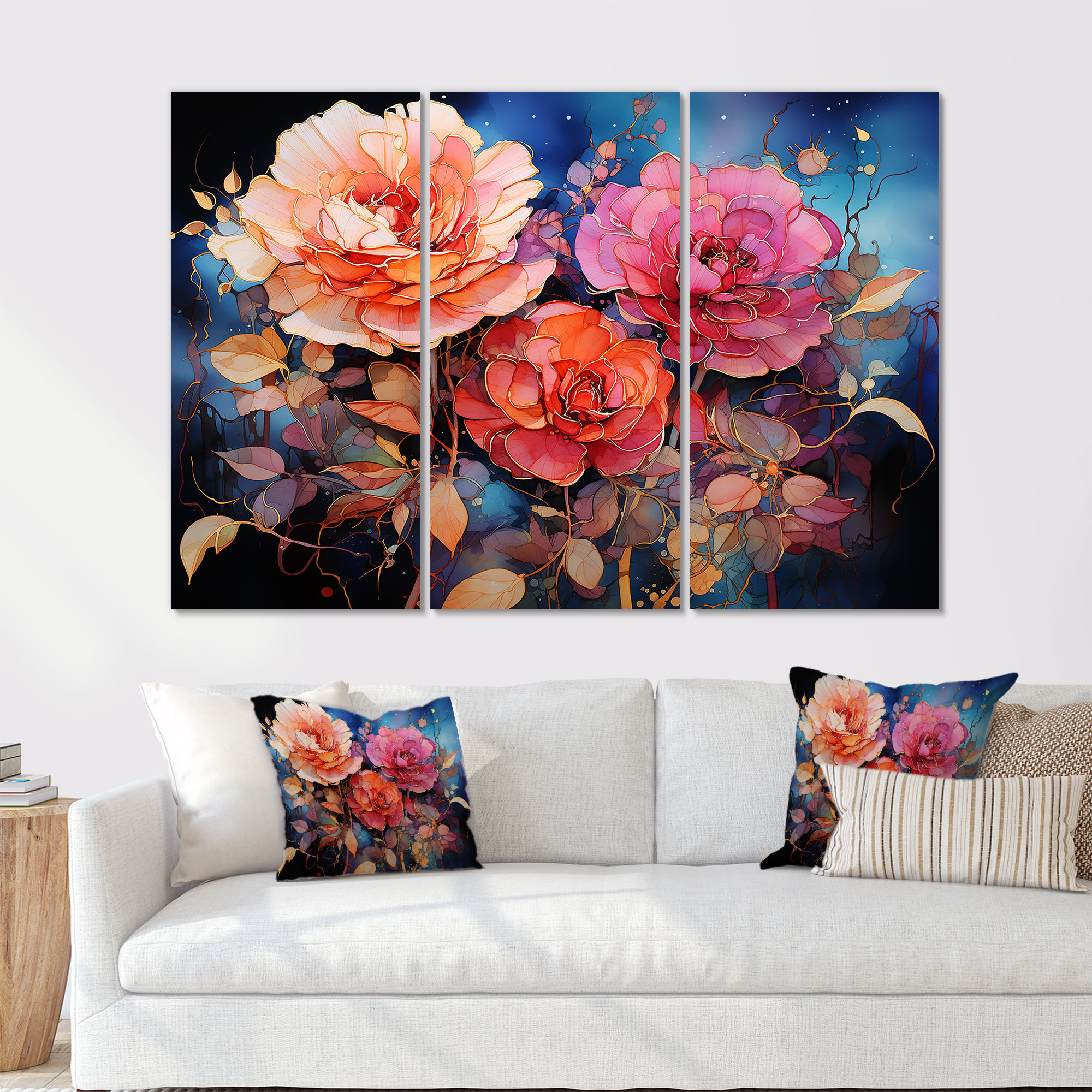 Lark Manor™ Coral Roses Gilded Opulence I - Roses Wall Art Set | Wayfair