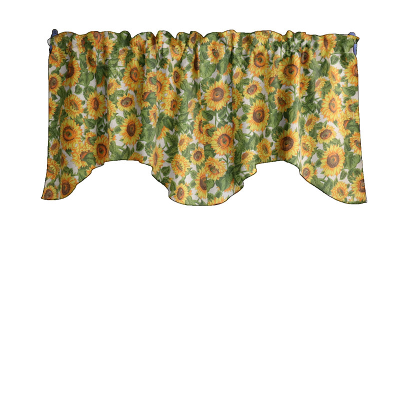 lovemyfabric Sunflowers Print Scalloped Window Valance | Wayfair