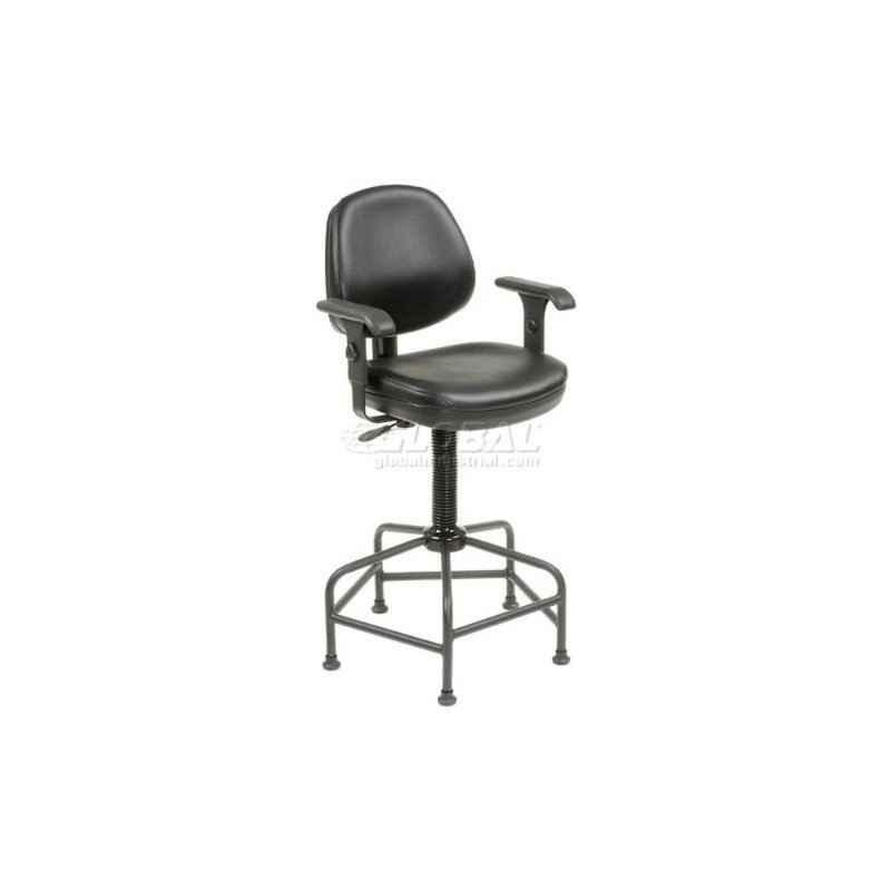 Global Industrial Interion Vinyl Armless Spider Base Shop Stool, Black ...